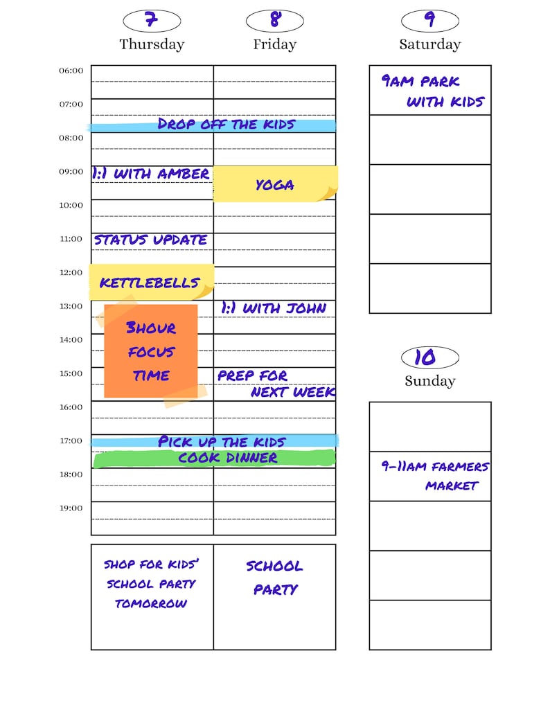 6AM Start, Letter-sized Printable Time Block Planner, 7-day View, 14 ...