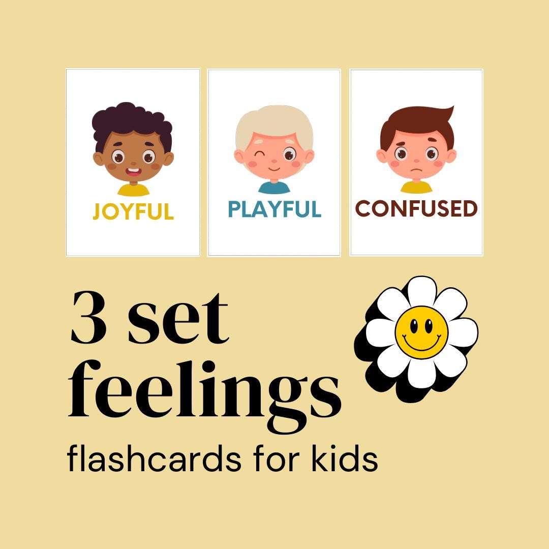 Basic Feelings Flashcards for Kids, Printable Emotion Cards for Kids ...