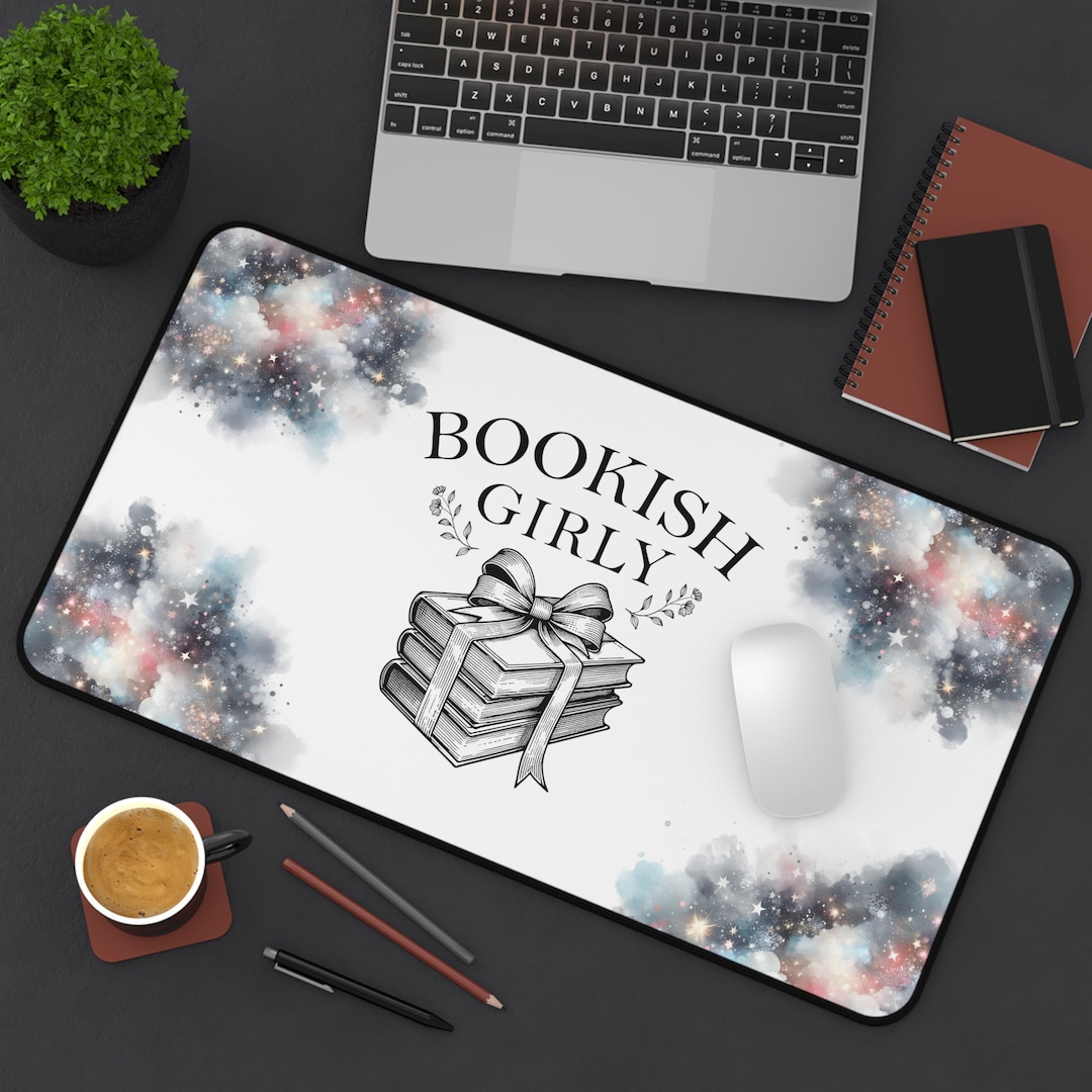 Bookish Girl Desk Mat, Aesthetic Desk Mat, XL Desk Mat, Desk Pad ...