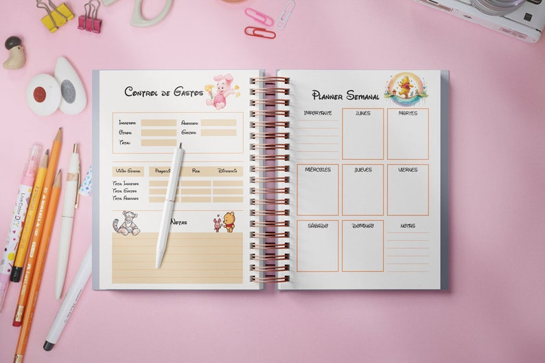Printable Winnie the Pooh Planner Undated A5 Size Monthly, Weekly and ...