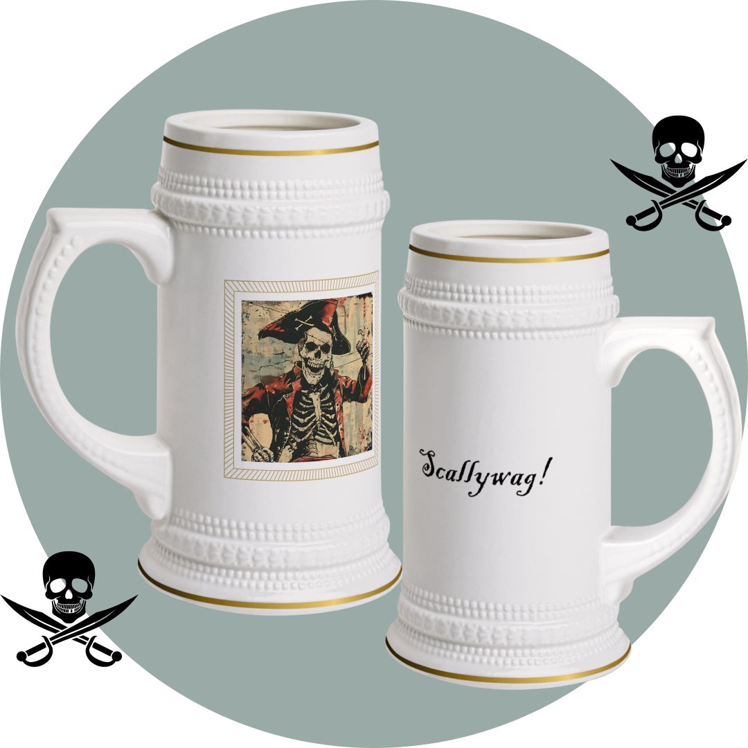 Pirate Stein, Scallywag, Skeleton Pirate, Skeleton Stein, Antique ...