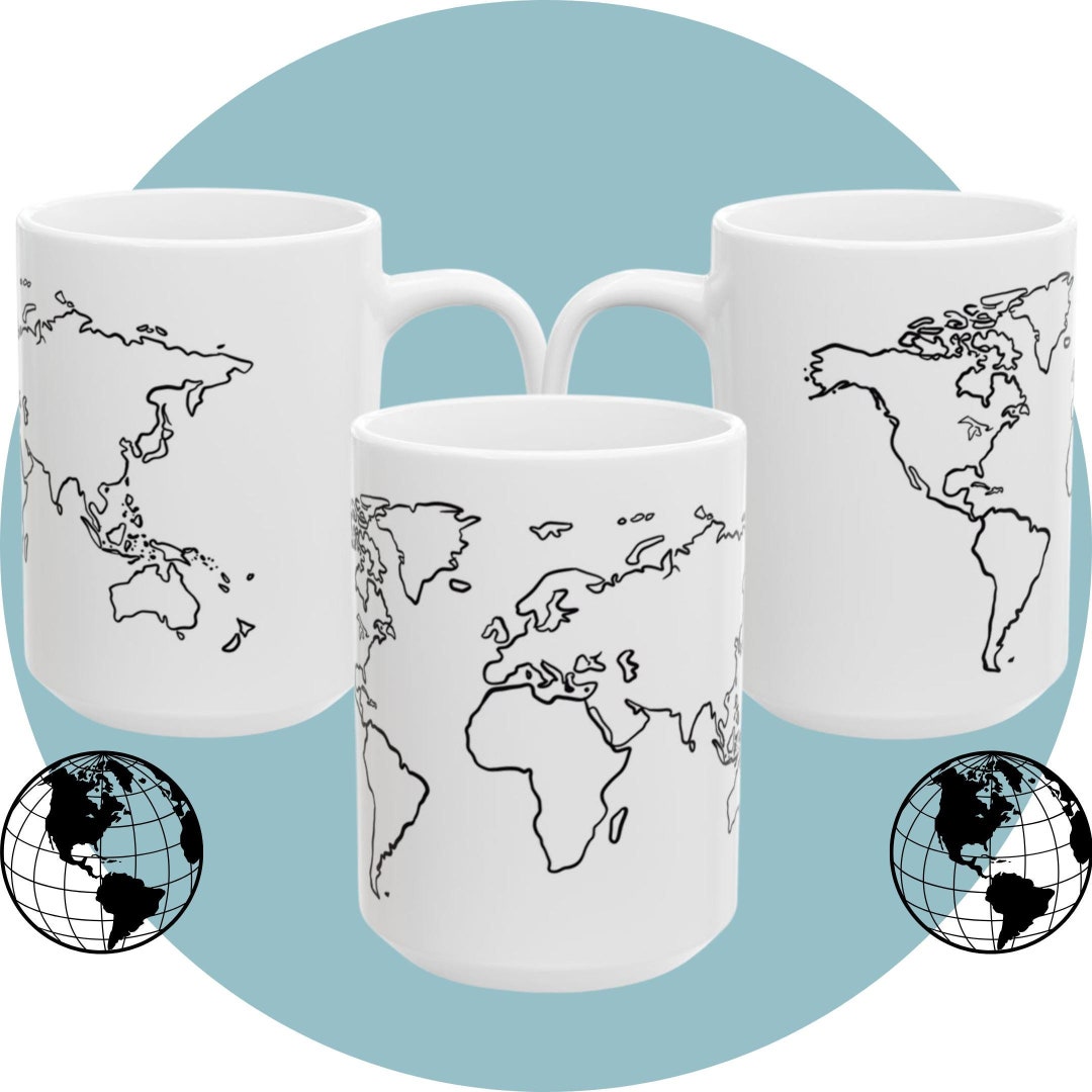 World Map Gift Mug, Travel Lover Gift,globe Mug, Geography Mug ...