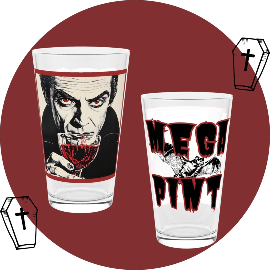 Mega Pint Pint Glass, Dracula Glass, Halloween Decor, Vampire Glass ...