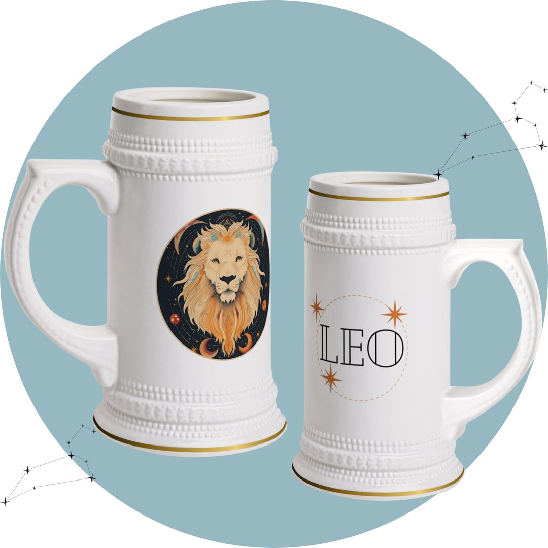 Leo Beer Stein Mug, Leo Birthday, Astrology Lover Gift, Sun Sign Gift ...