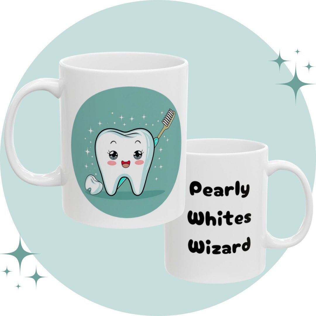 Pearly Whites Wizard Mug, Dental Hygienist Gift, Dental Mug, Dentist ...
