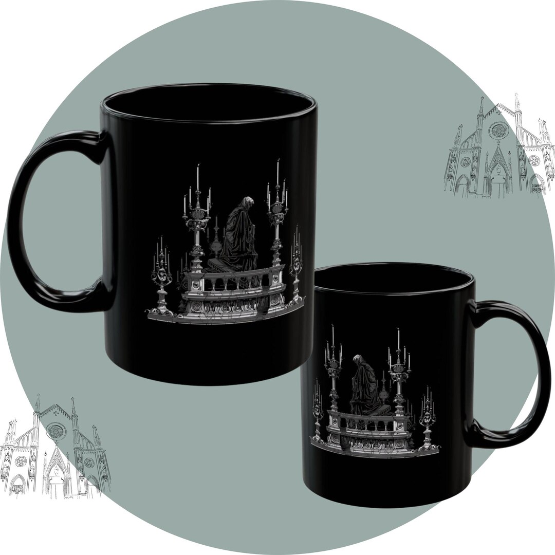 Dark Academia Mug, Gothic Architecture Design,black Gothic Mug,academic ...