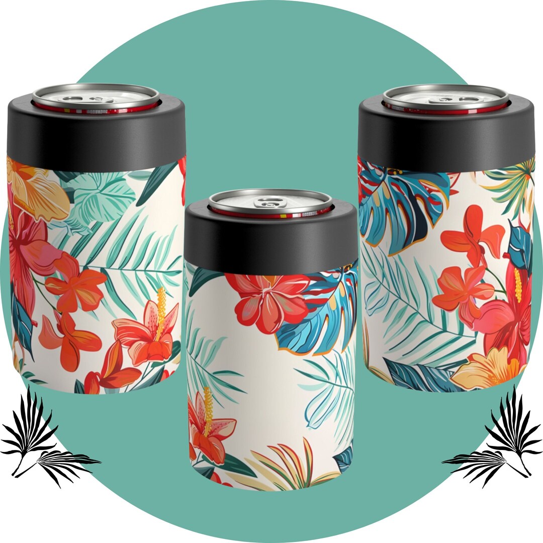 Tropical Can Cooler,insulated Can Cooler,tiki Cooler,beach Vibes Cooler ...