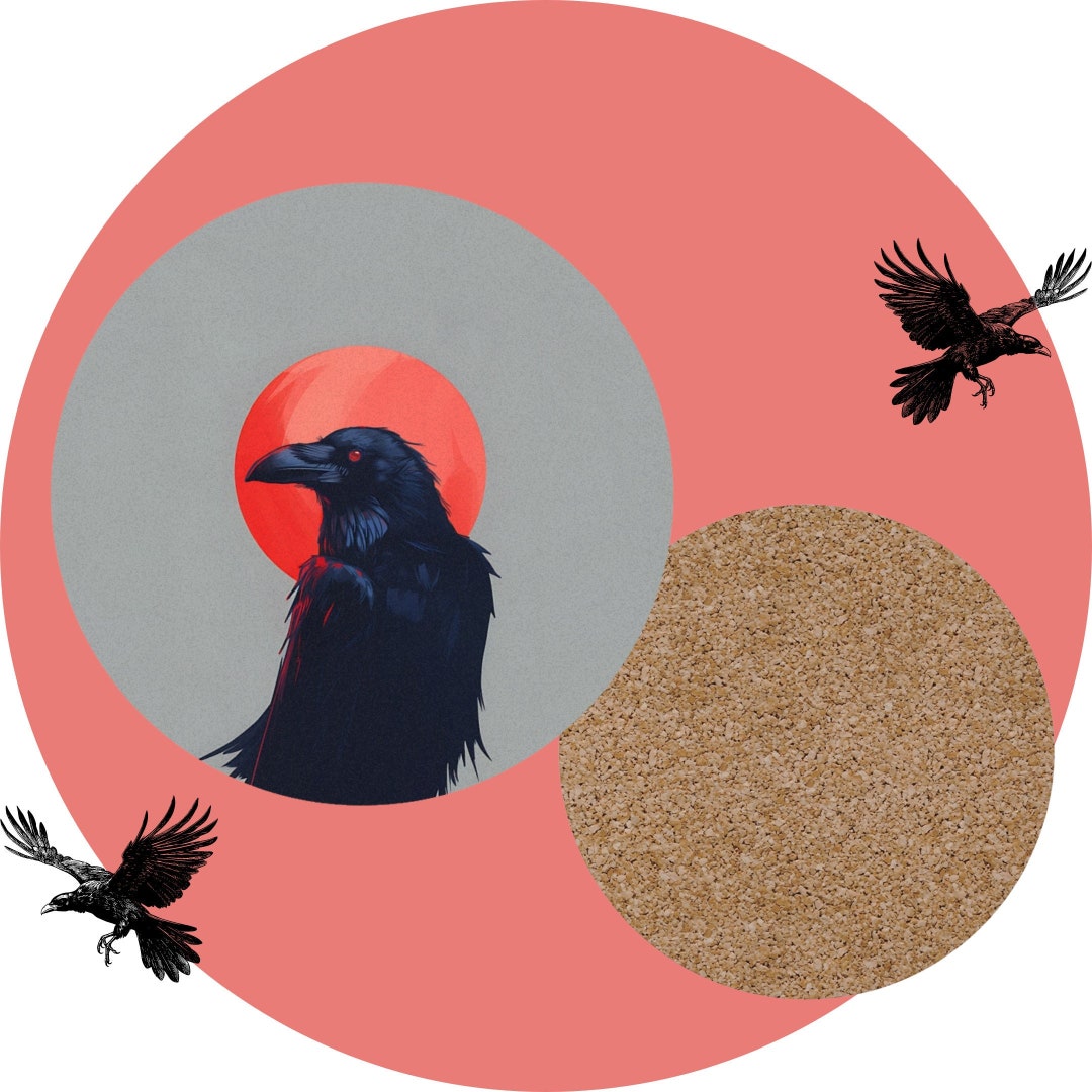 Raven Coaster, Crow Coaster, Full Moon Coaster, Gothic Decor, Spirit ...