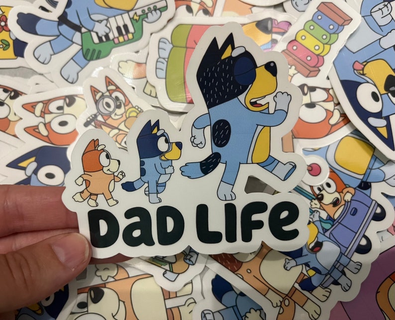 Bluey Waterproof Sticker Bluey, Bingo and Bandit. dad Life - Etsy