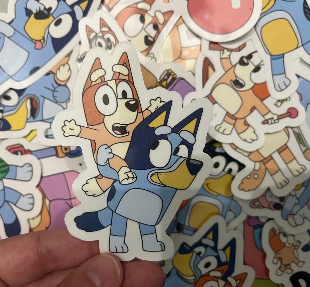 Bluey Waterproof Sticker Silly Bingo and Bluey Piggyback - Etsy