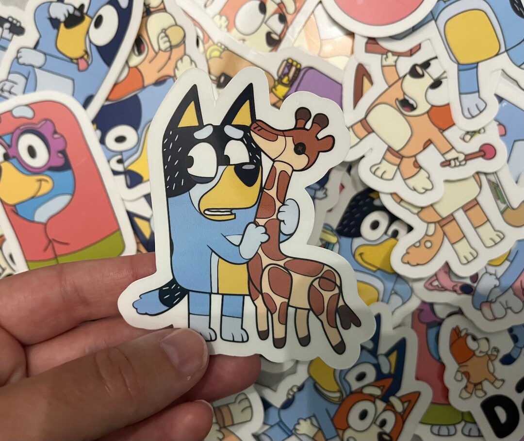 Bluey Sticker Silly Dad Hugging Giraffe Stuffy - Etsy