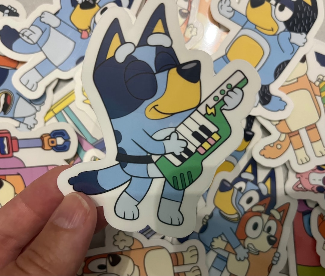 Bluey Waterproof Sticker Bluey Playing Keytar - Etsy