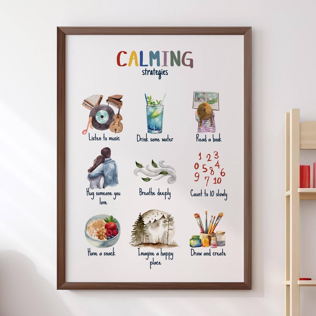 Calming Strategies Print,therapy Office Decor,calming Techniques,mental ...