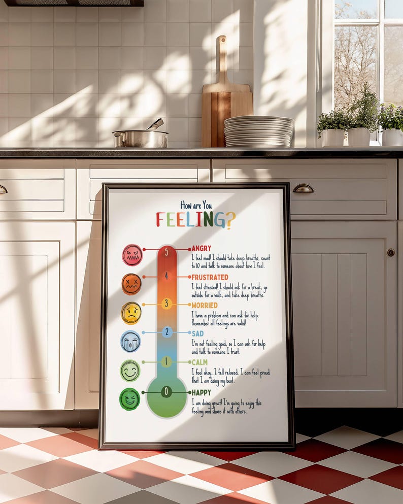 Rainbow Feelings Thermometer, Feelings Poster, Calm Down Corner, Self ...