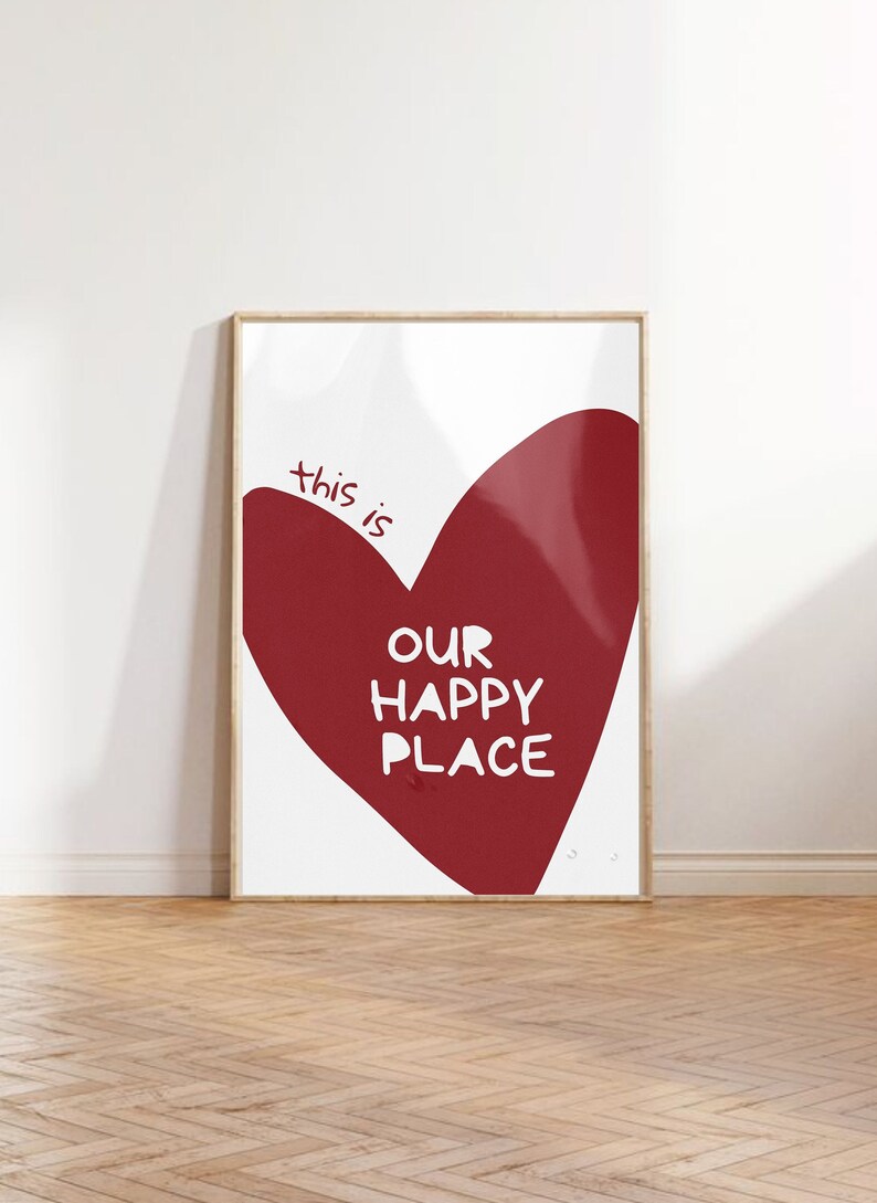 This is Our Happy Place Poster, Aesthetic Room Decor, Red Poster, Dorm ...