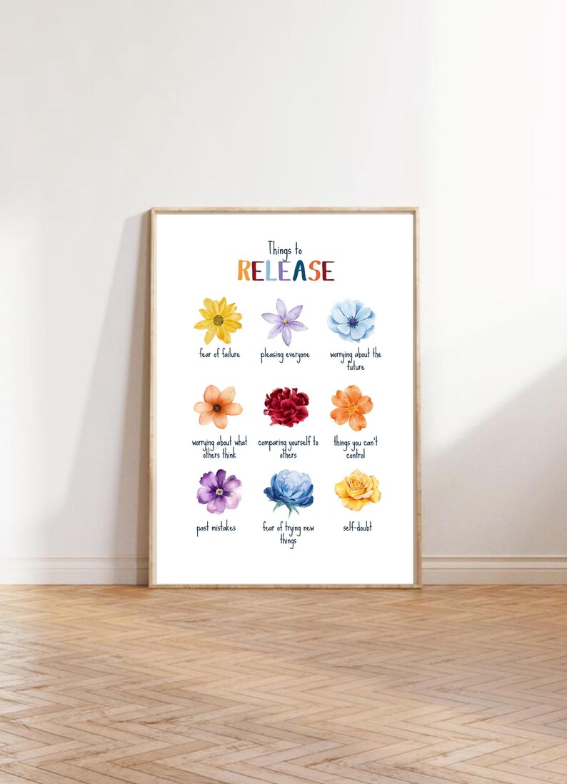 Things to Release, Mental Health Poster, Therapy Office Decor, Coping ...