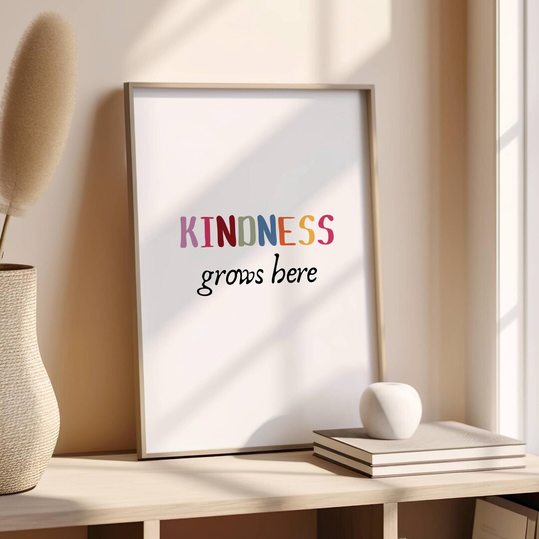 Kindness Grows Here Poster,kindness Wall Art,therapist Poster,positive ...