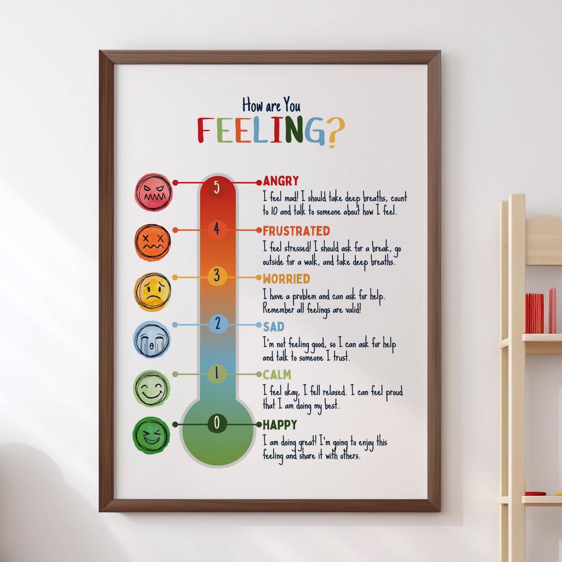 Rainbow Feelings Thermometer, Feelings Poster, Calm Down Corner, Self ...