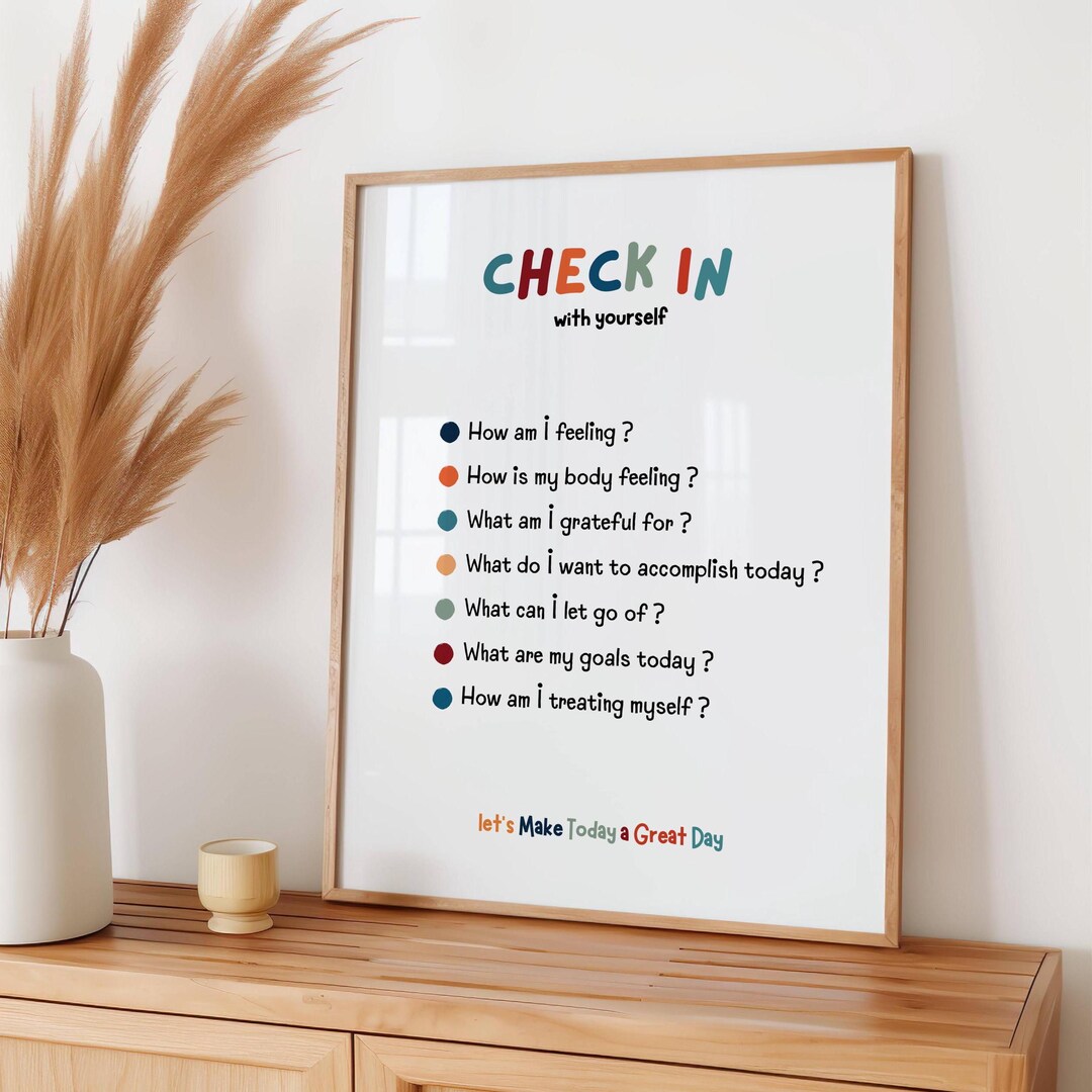 Daily Check-in Poster, School Counselor, Mindfulness, Self-care ...