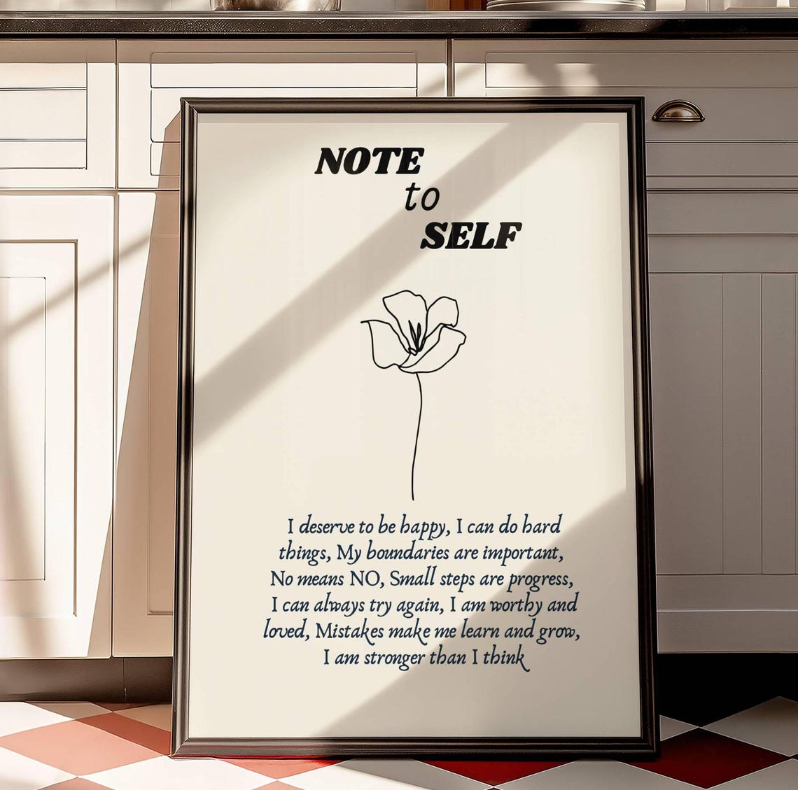 Note to Self, Positive Mindfulness Wall Art, Mental Health Art Print ...