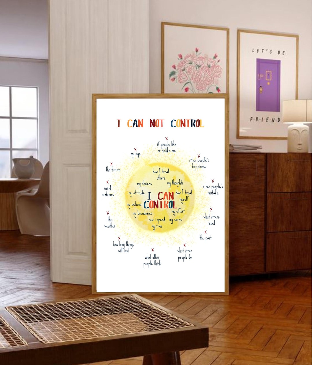 What I Can and Cannot Control Poster, Therapy Office Decor, Calming ...