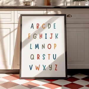 Rainbow Alphabet Poster, Kids Room Educational Wall Art Printable ...
