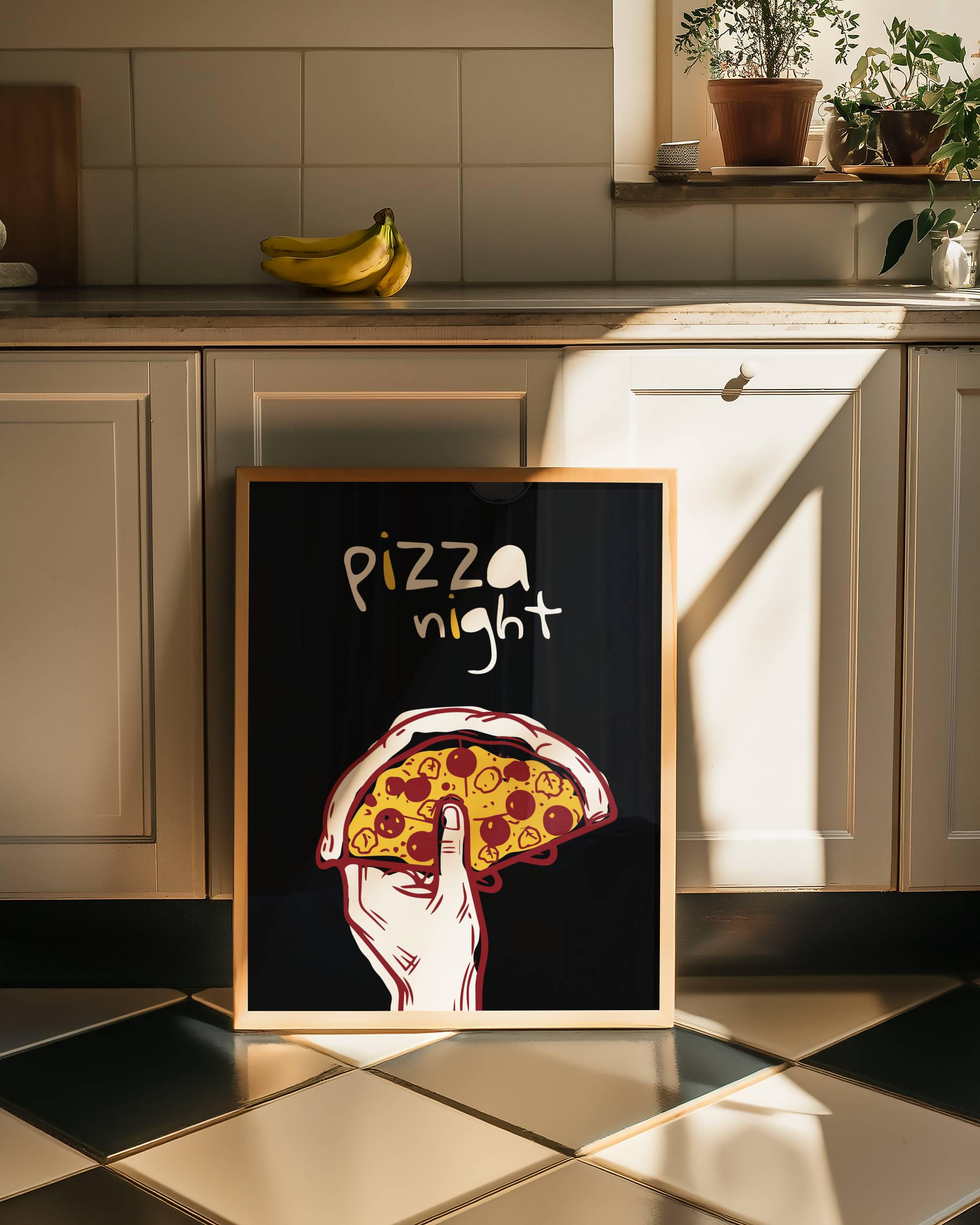 PIZZA NIGHT, Pizza Poster, Italian Food Wall Art, Pizza Lover Art Print ...