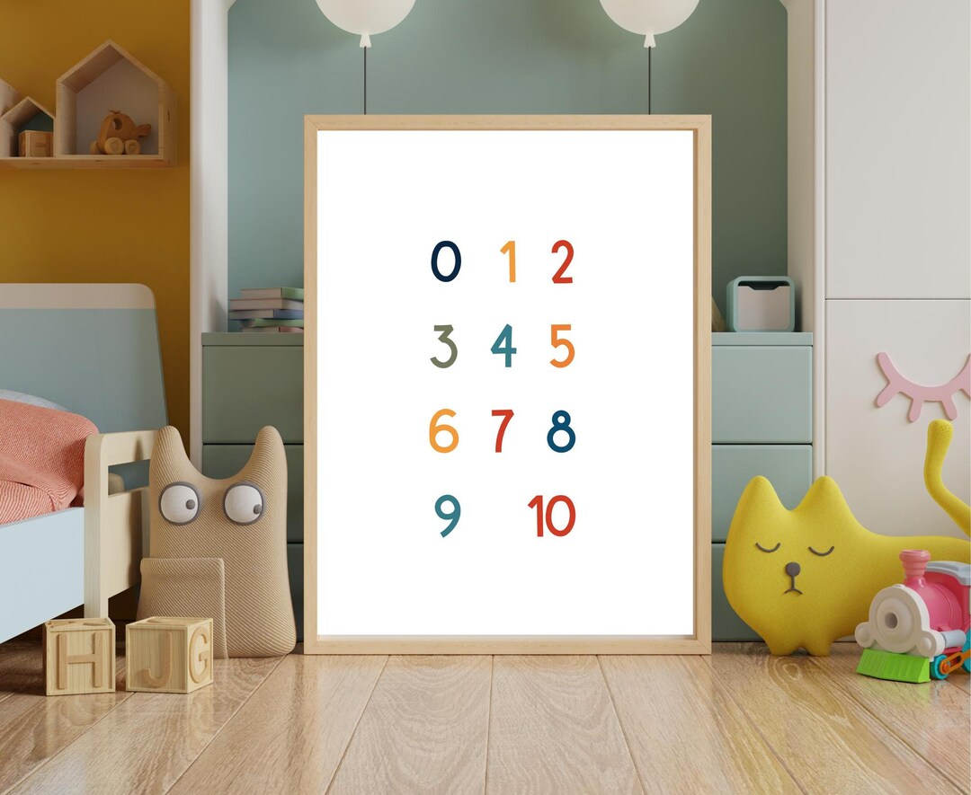 Rainbow Numbers Posters, Educational Wall Art Printable, Homeschool ...