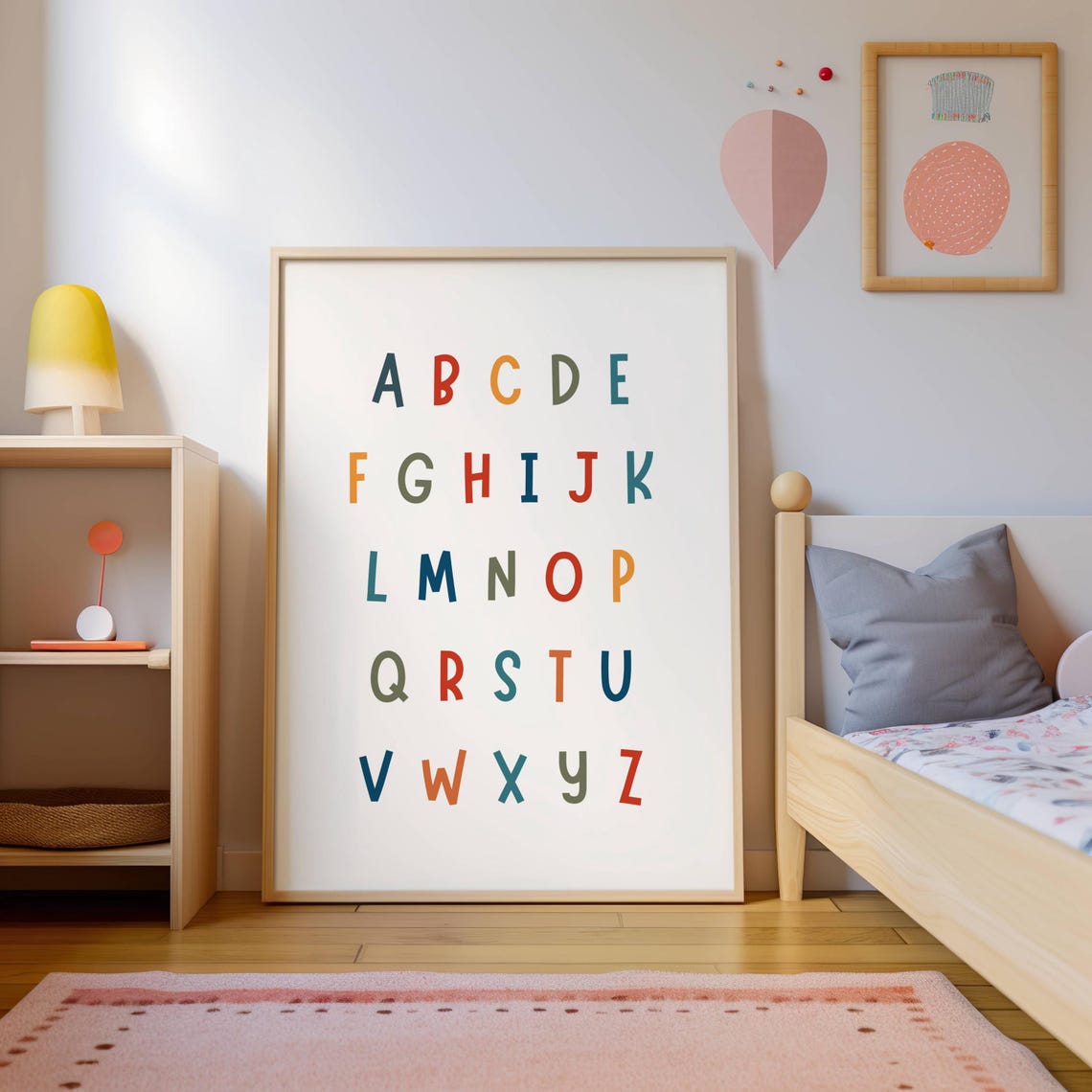 Rainbow Alphabet Poster, Kids Room Educational Wall Art Printable ...