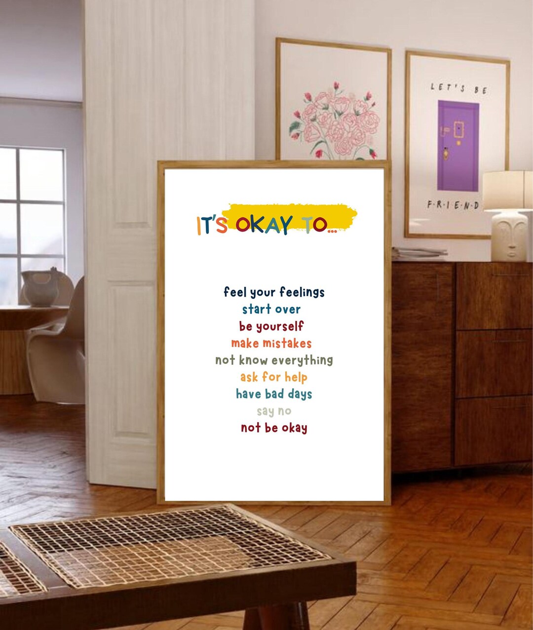 It's Okay to Not Be Okay Poster, Playroom Wall Art Decor, Motivational ...