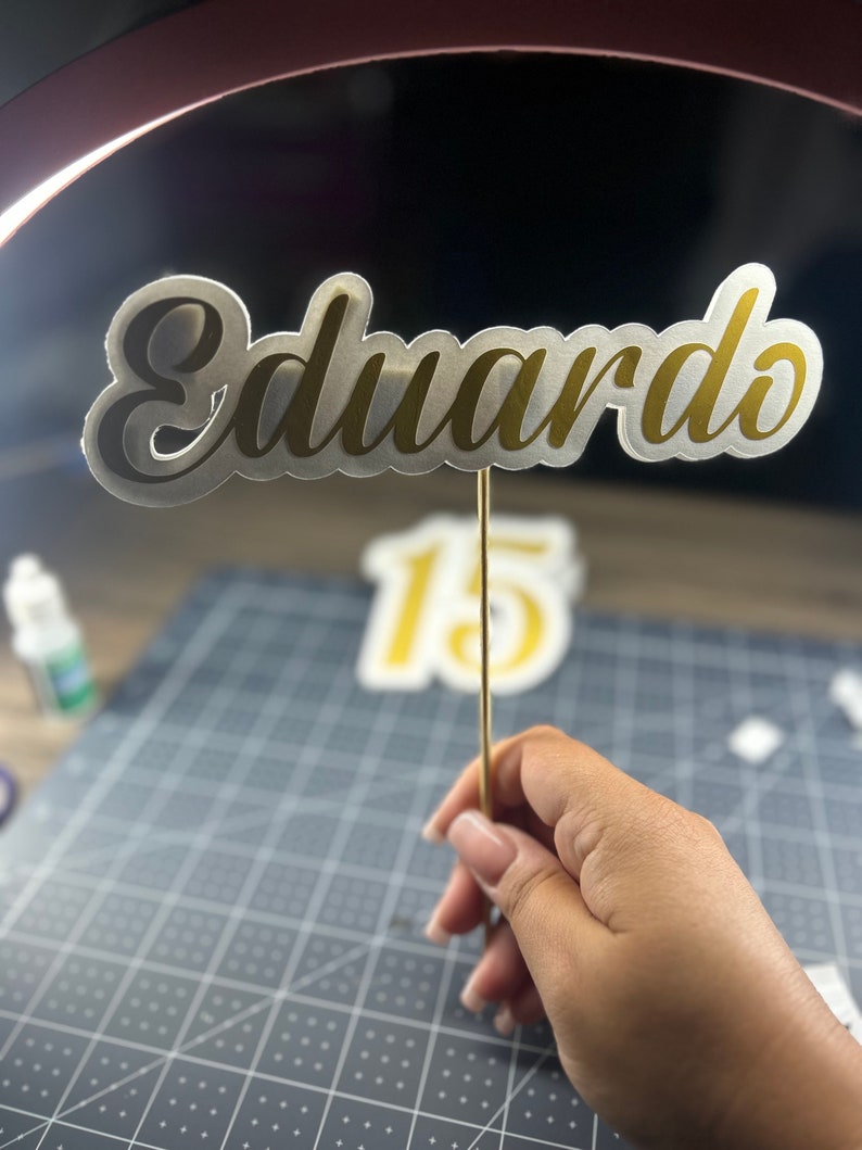 Gold and White Cake Topper - Etsy
