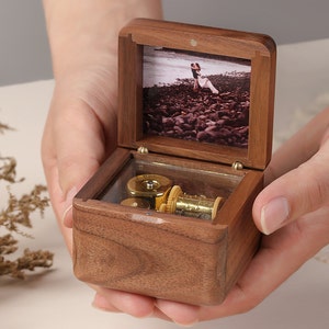 Custom Walnut Music Box Photo Frame, Personalized Birthday Gifts for ...