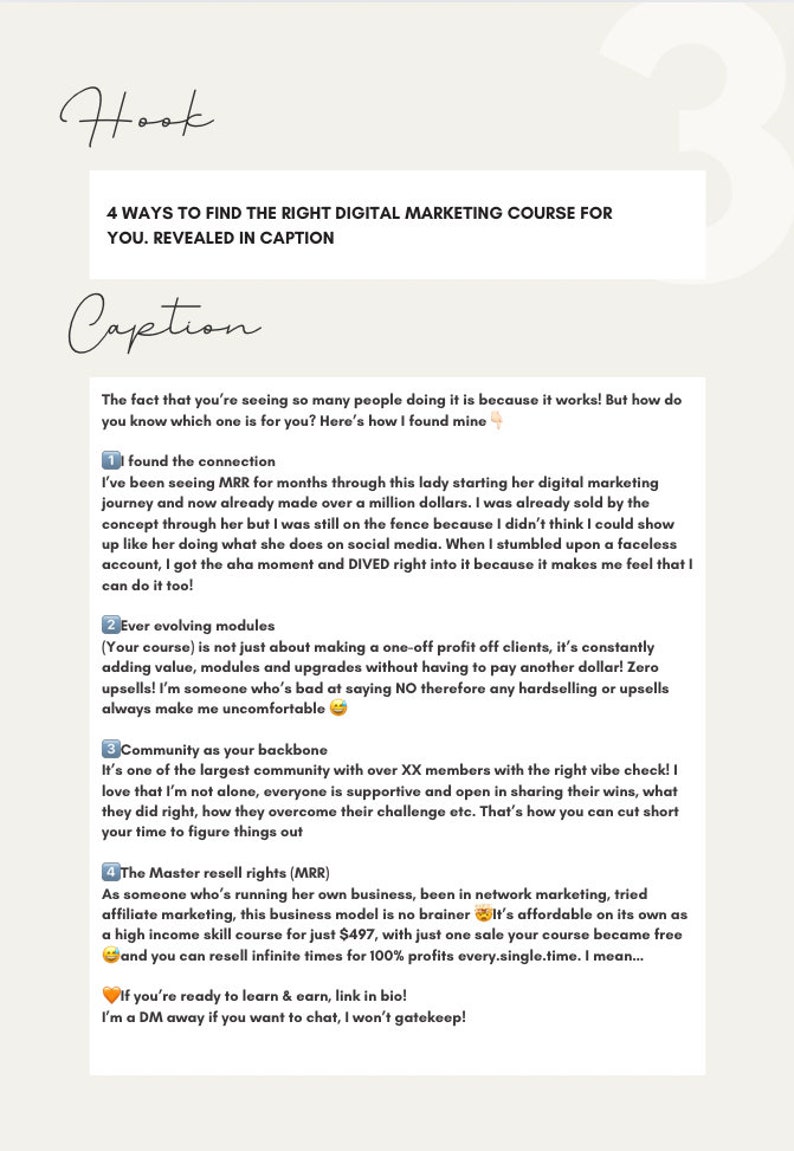 The Zero Income Claim Guide - Done for You Hooks and Captions for 100 Reels - Grow & Scale Your ...