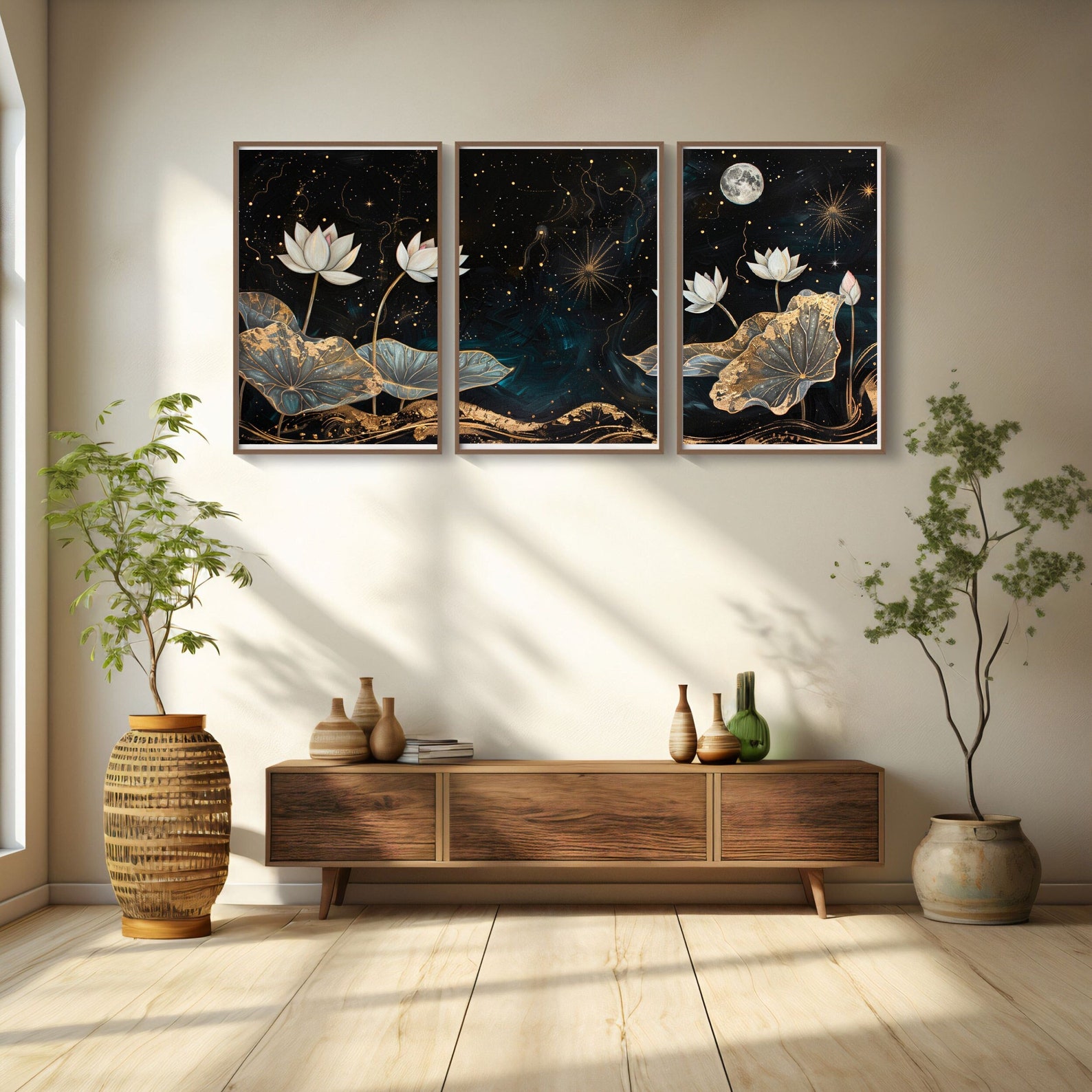 Lotus Flower Digital Art Set of 3 Printable Images | Ai Lotus Digital ...