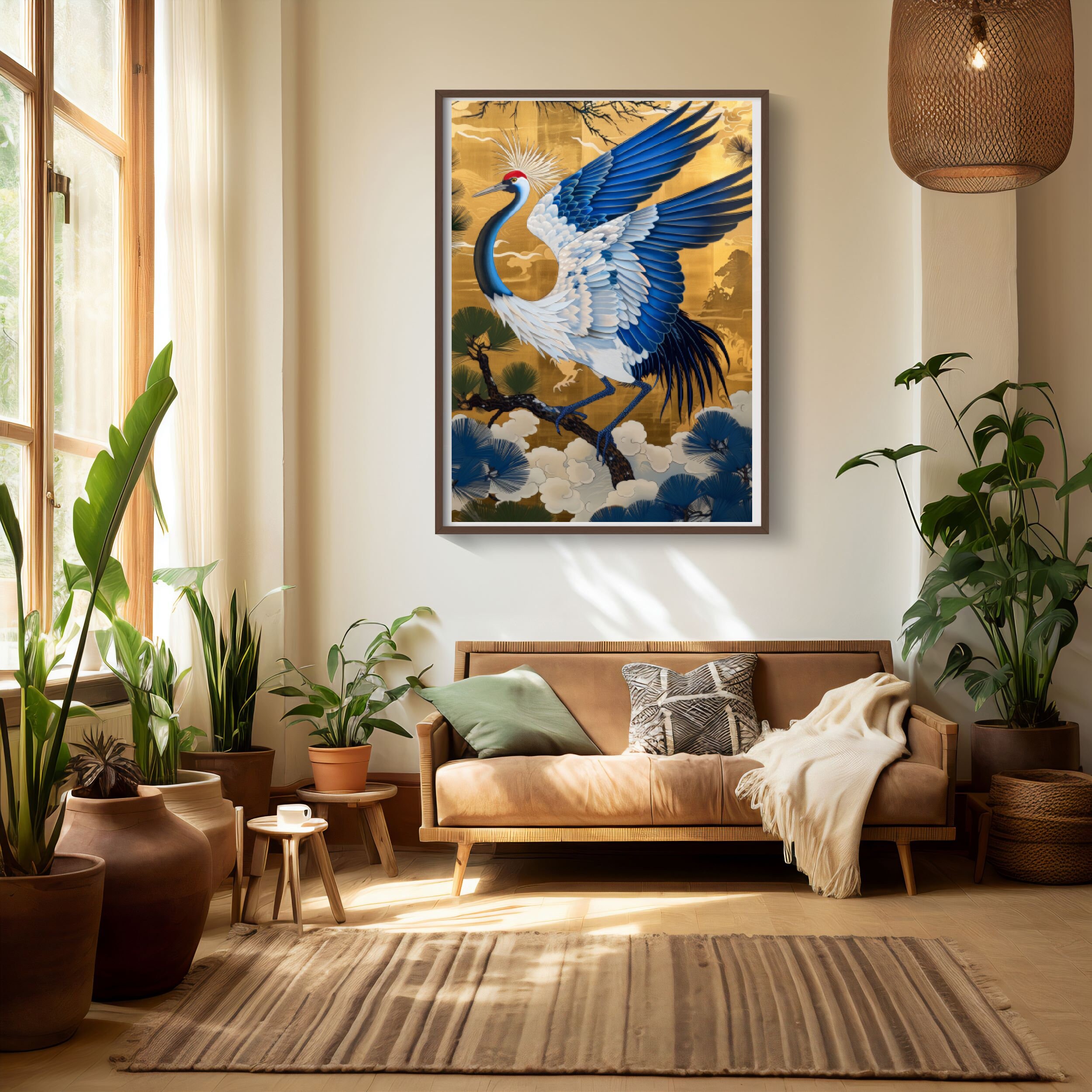 Japanese Crane Bird Art Print – Elegant Asian Wall Decor (digital ...
