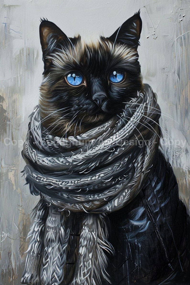 Whimsical Cat Painting Art Print – Colorful Feline Portrait (digital ...