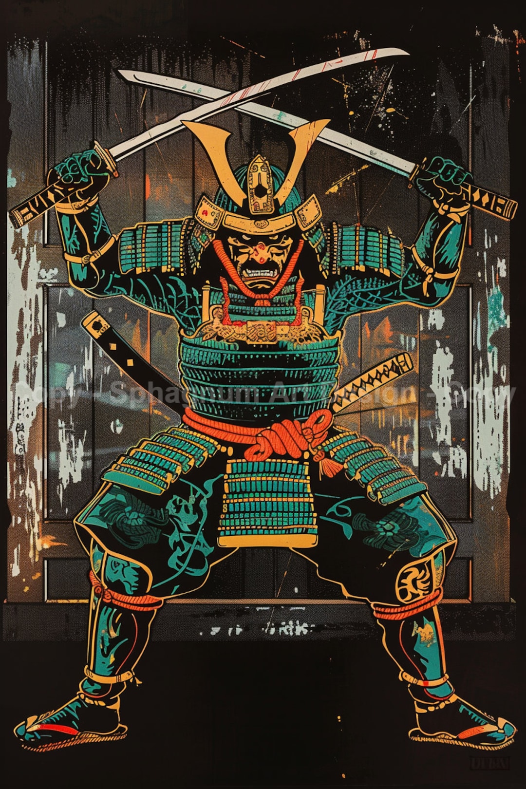 Samurai Woodblock Print - Japanese Digital Wall Art - Instant Download ...