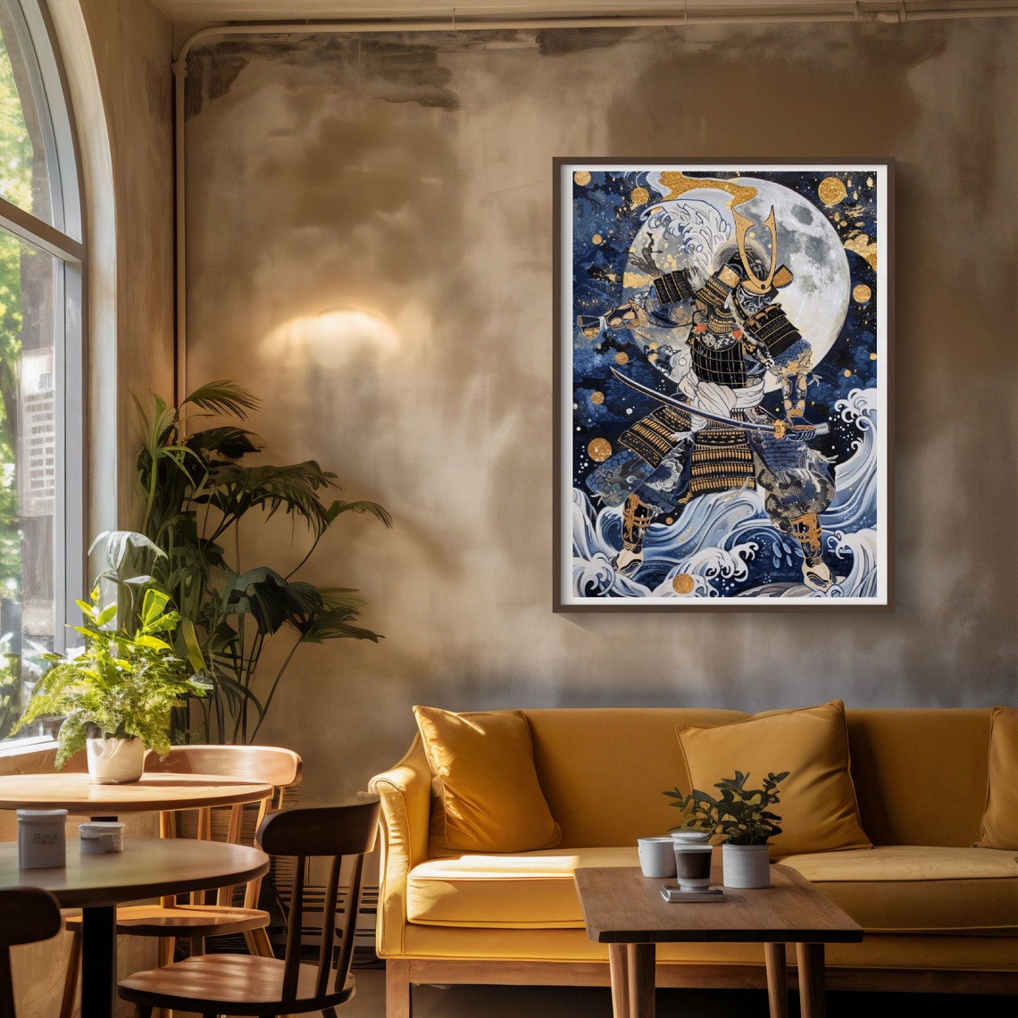 Japanese Samurai Wall Art Oriental Digital Print Unique Home Decor ...