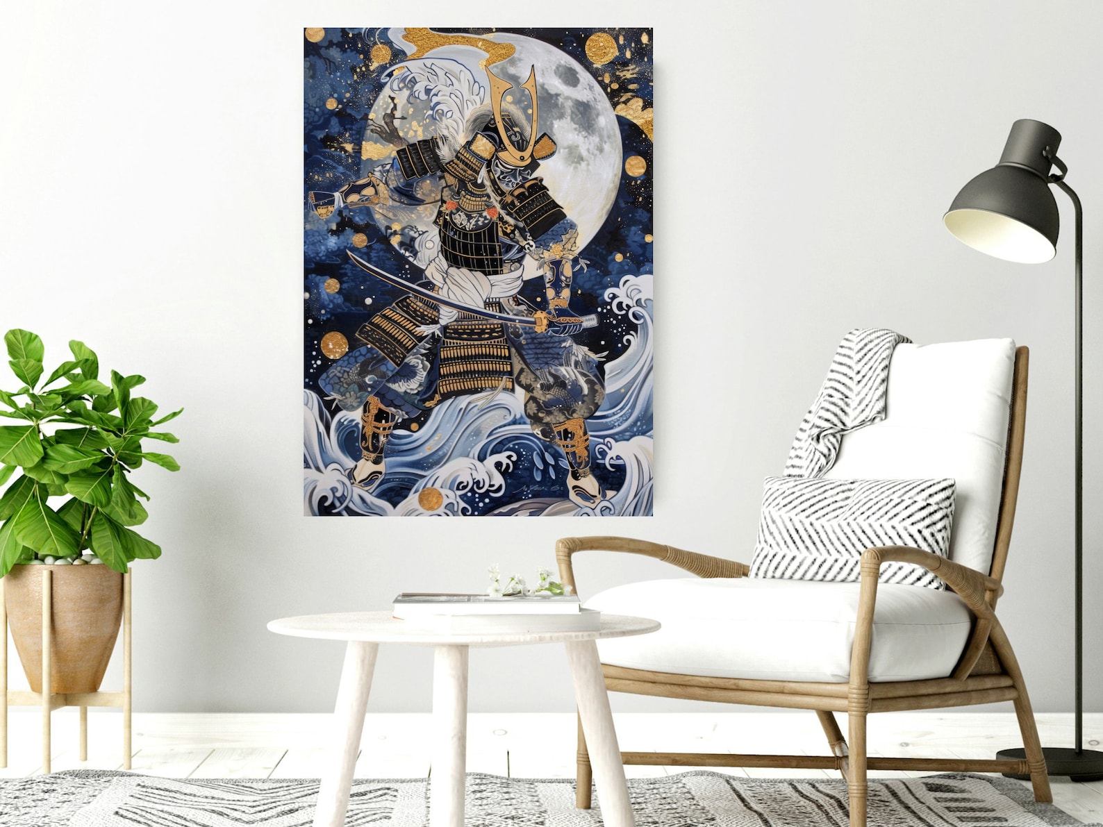 Japanese Samurai Wall Art | Oriental Digital Print | Unique Home Decor ...