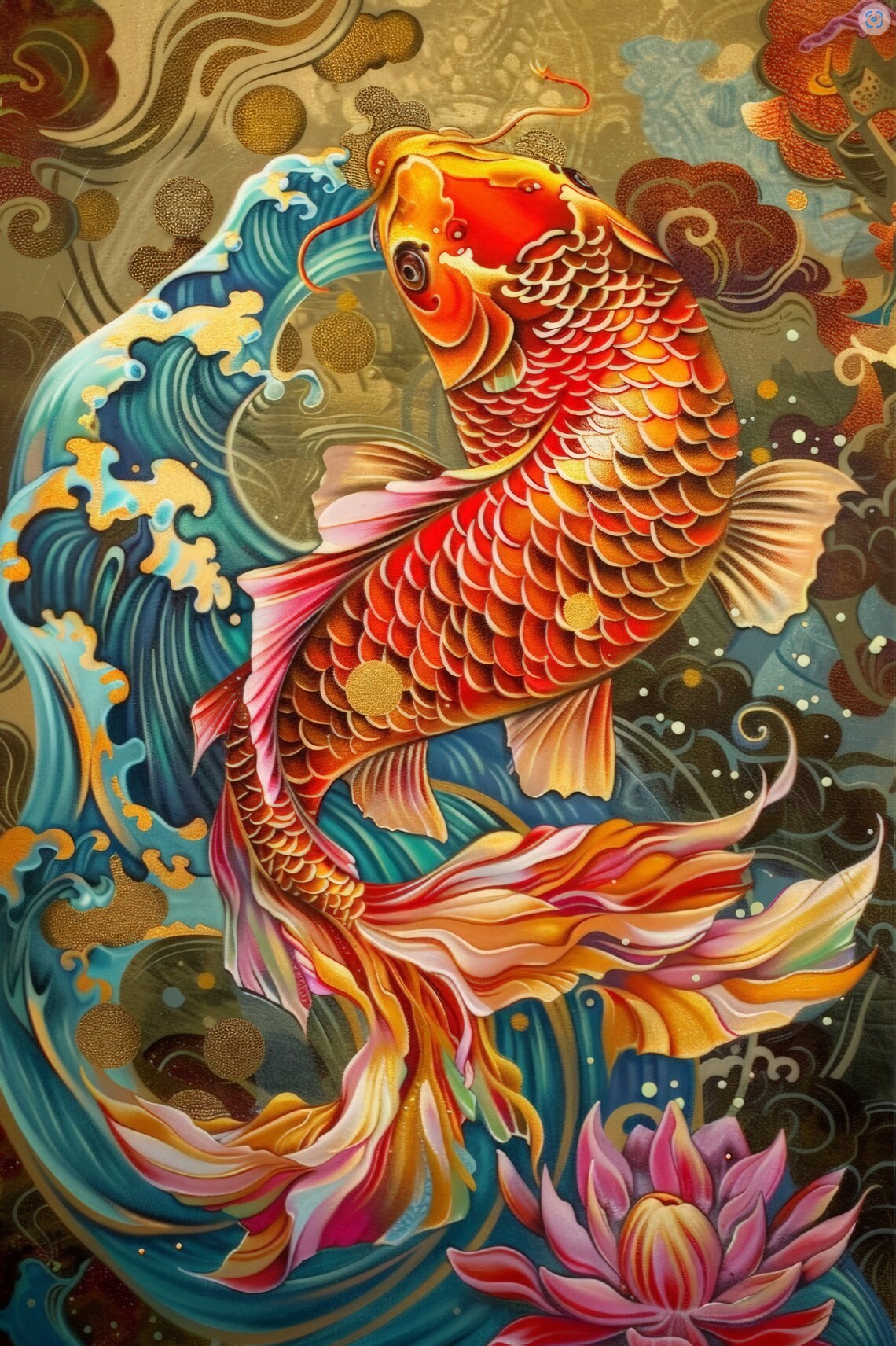 Japanese Koi Fish Painting Instant Download Wall Art Print Digital ...