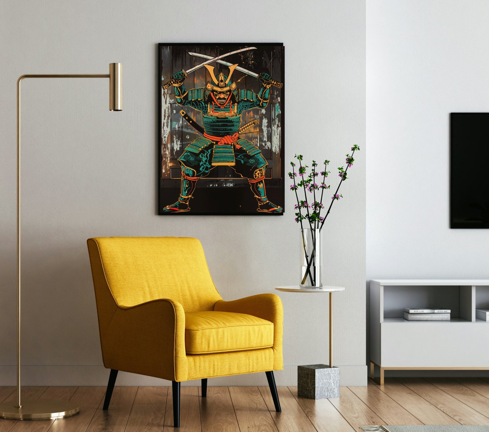 Samurai Woodblock Print - Japanese Digital Wall Art - Instant Download ...