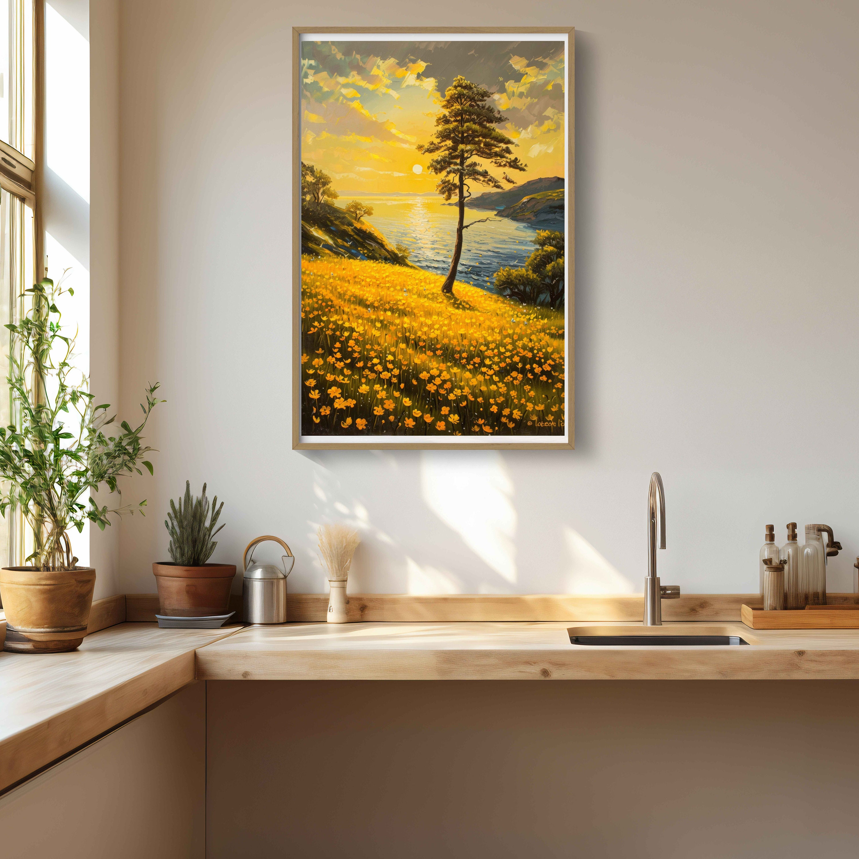 Yellow Flower Field Digital Wall Art Download | Landscape | Yellow ...