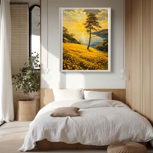 Yellow Flower Field Digital Wall Art Download | Landscape | Yellow ...