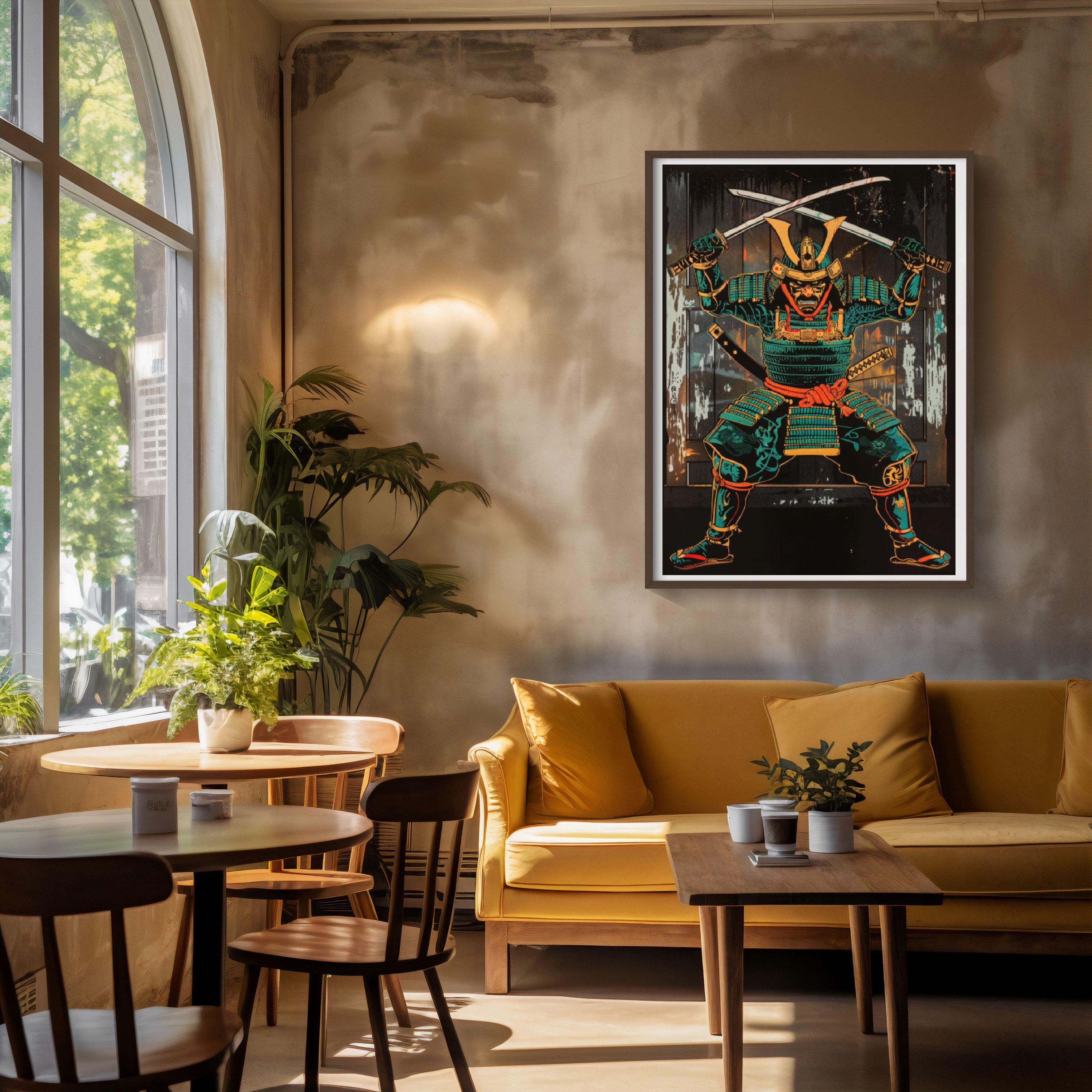 Samurai Woodblock Print - Japanese Digital Wall Art - Instant Download ...