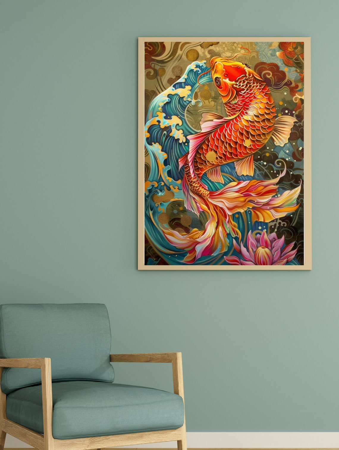Japanese Koi Fish Painting Instant Download Wall Art Print Digital ...