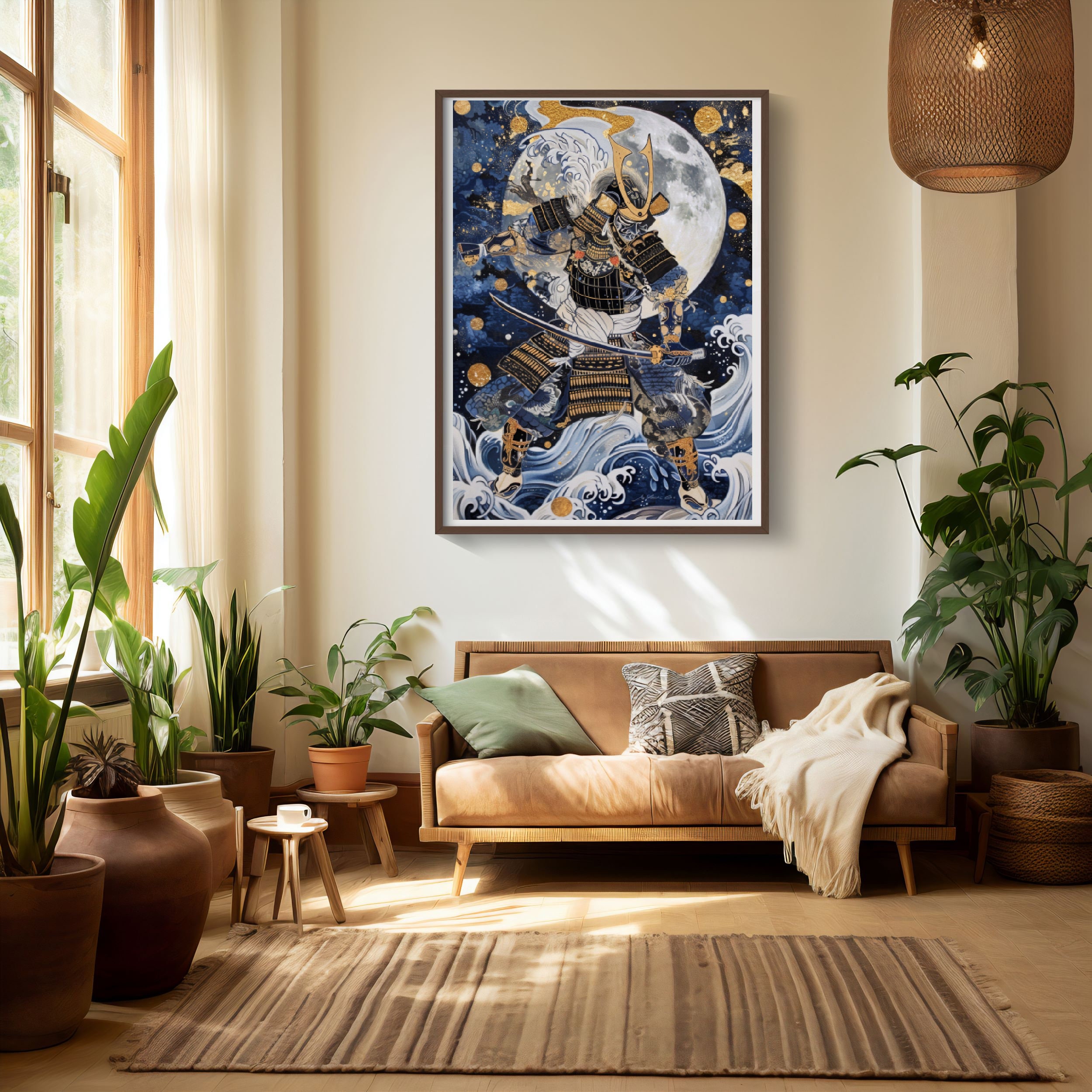 Japanese Samurai Wall Art | Oriental Digital Print | Unique Home Decor ...