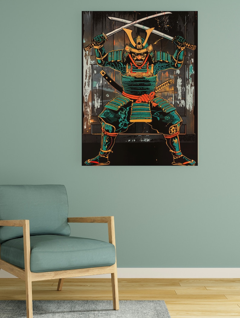 Samurai Woodblock Print - Japanese Digital Wall Art - Instant Download ...