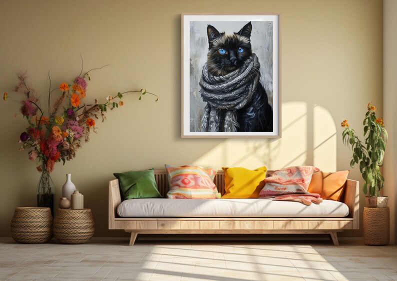 Cute Cat Art Print - Instant Download - DIY Home Decor | Cat Painting ...