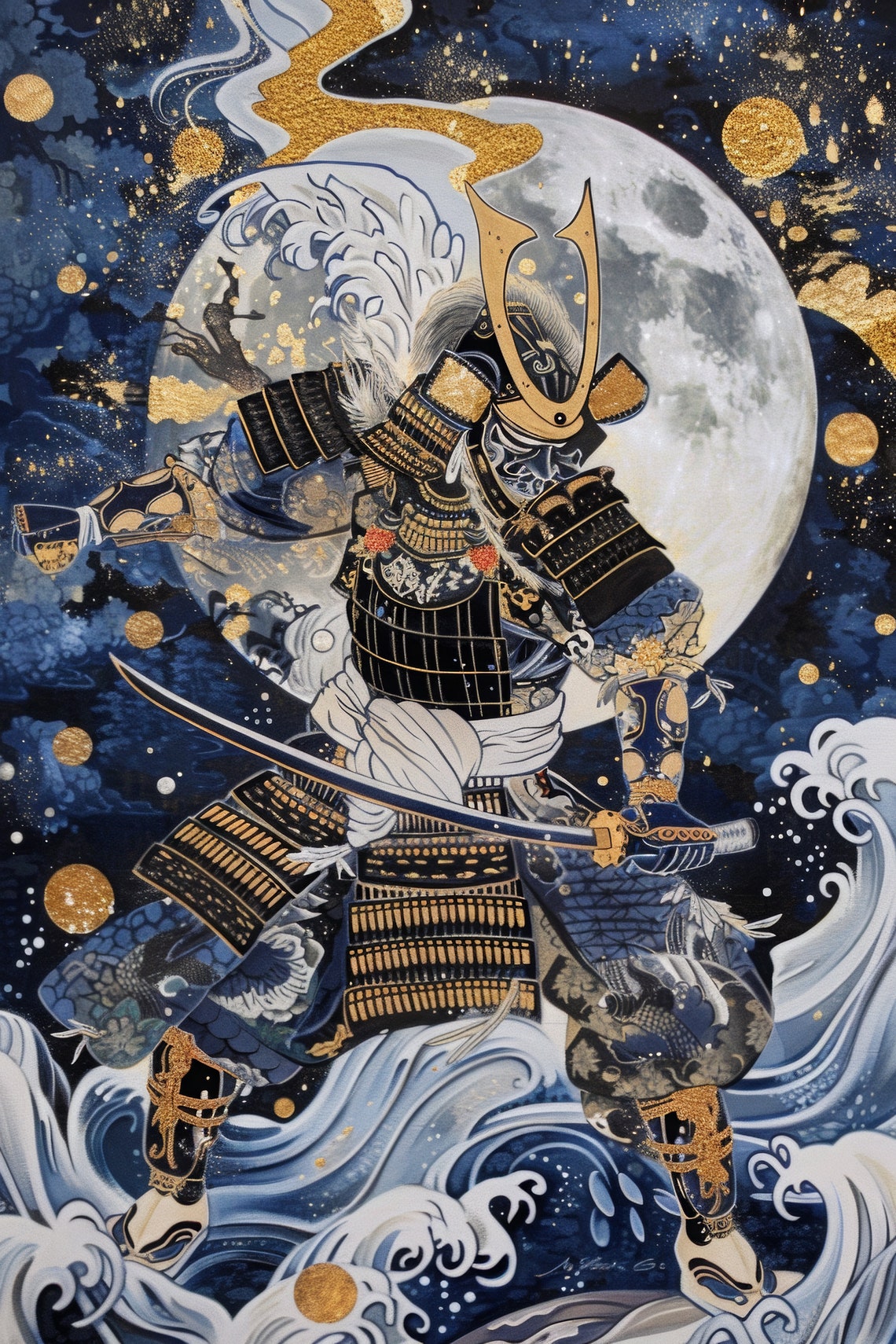 Japanese Samurai Wall Art | Oriental Digital Print | Unique Home Decor ...
