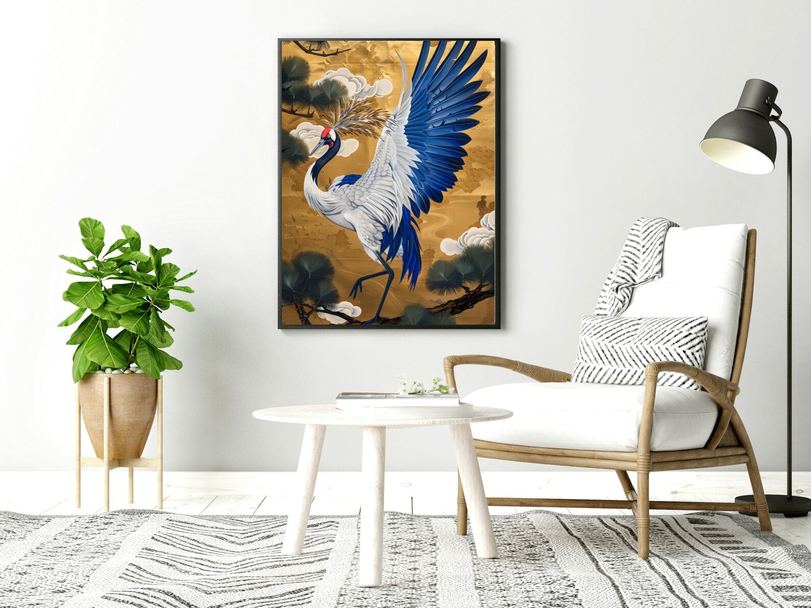 Japanese Crane Art Print | Pine Tree Wall Decor | Asian Inspired Home | Instant Download ...